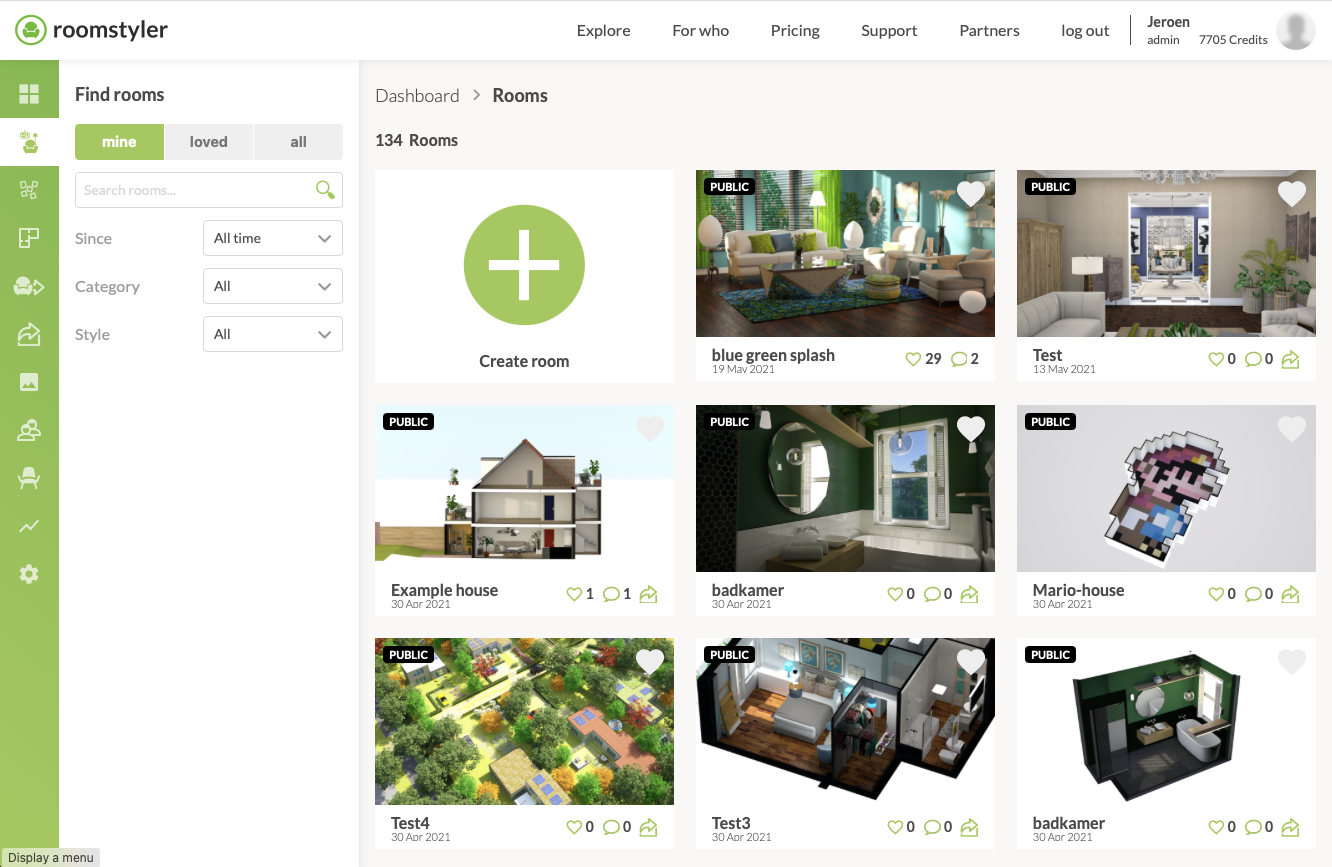 New version Roomstyler | Dashboard – Blog